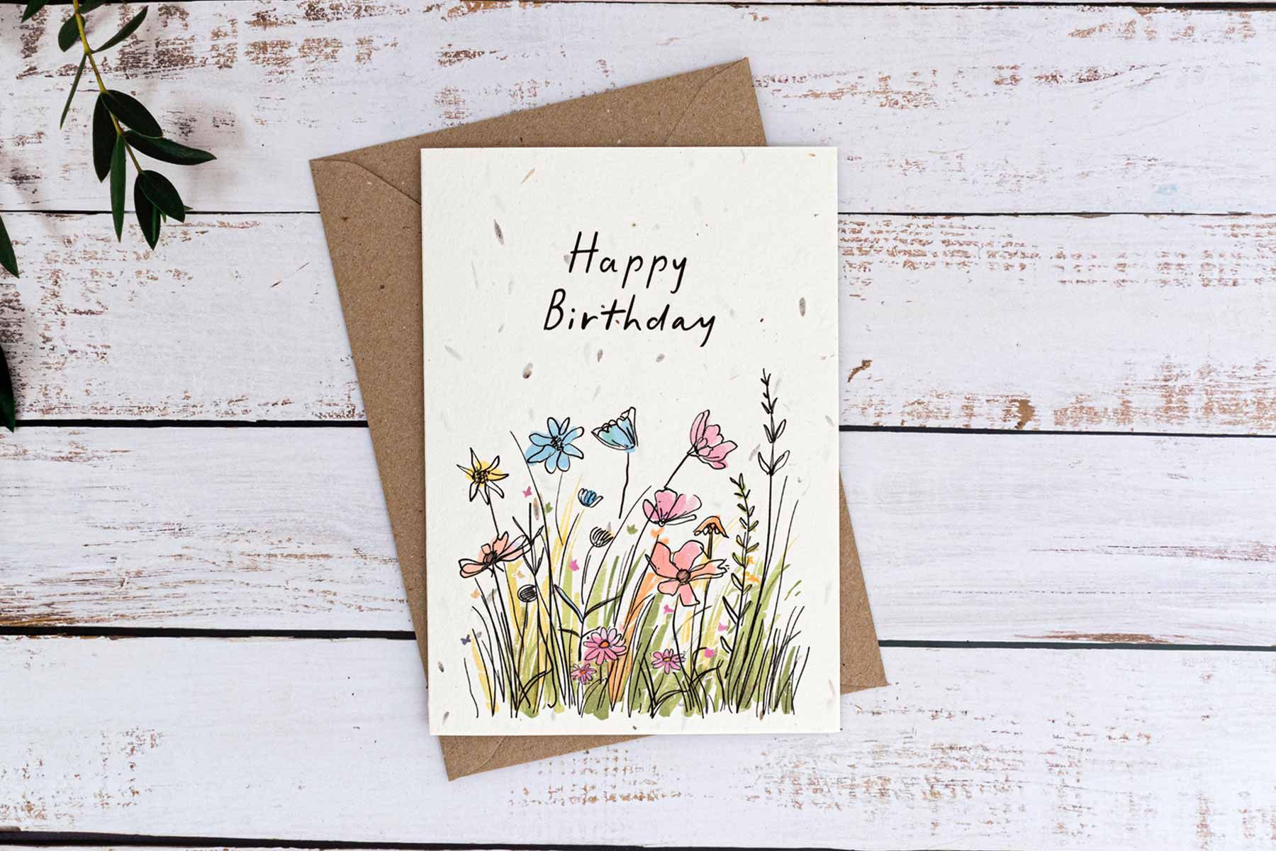Blooming Joy: Wildflowers Happy Birthday Card